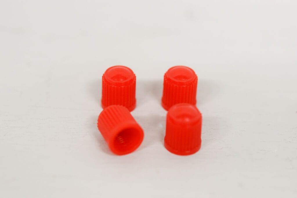 (4) Red Tire Valve Stem Caps - Wheel Horse Parts and More
